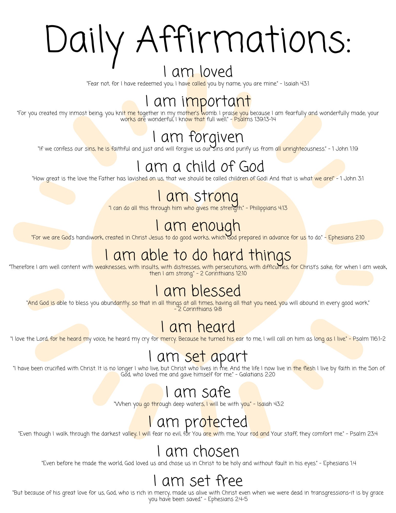 Christian Daily Affirmation Posters 16 X 20 Inches PDF Download ...