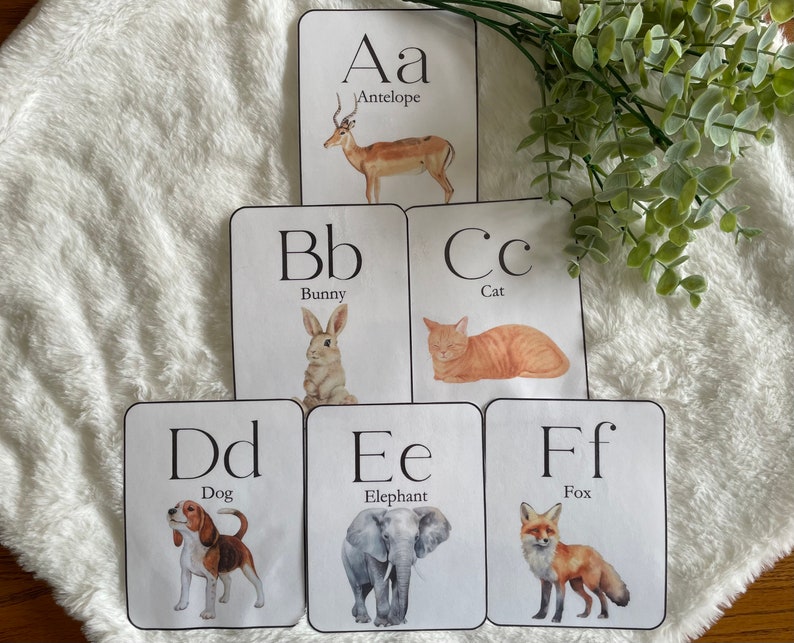 Animal Alphabet Flashcards PDF Download - Etsy