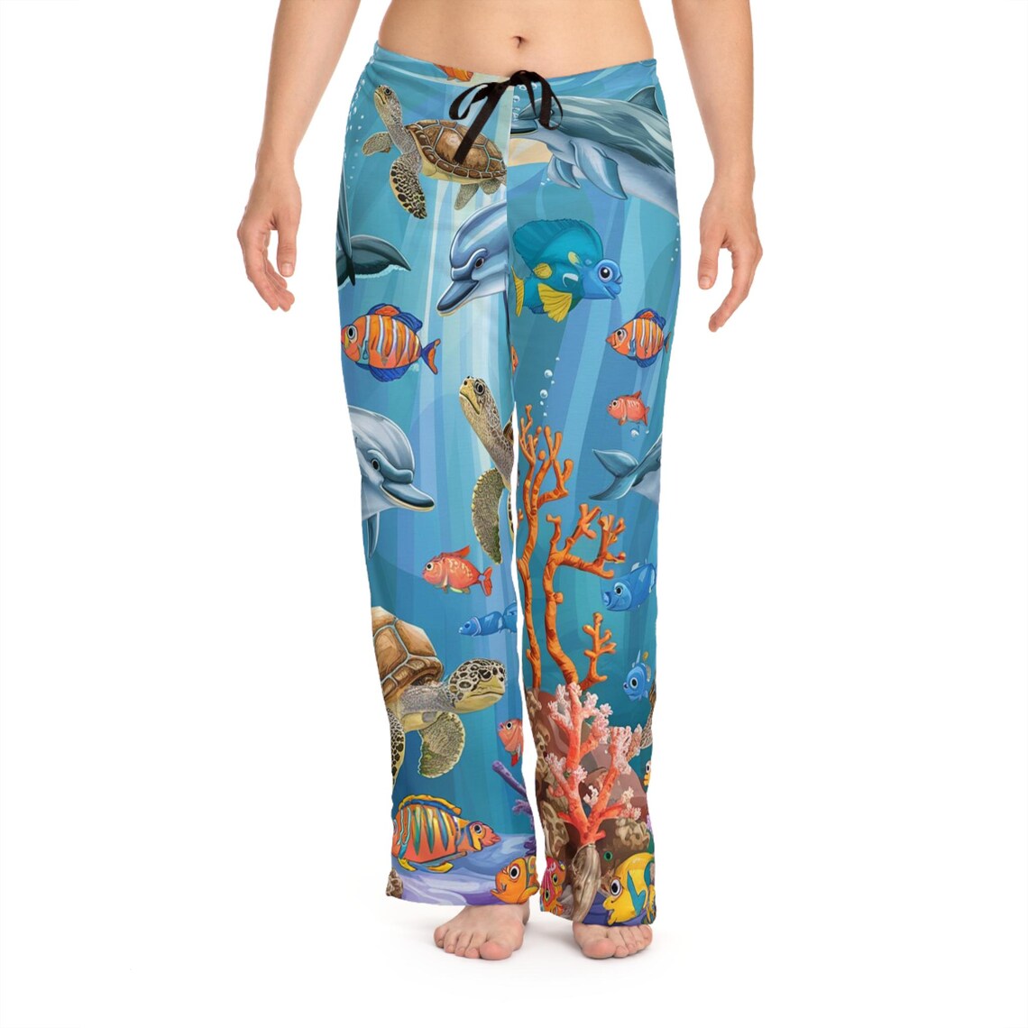 Underwater Scene With Friendly Sea Creatures Such as Dolphins, Turtles ...