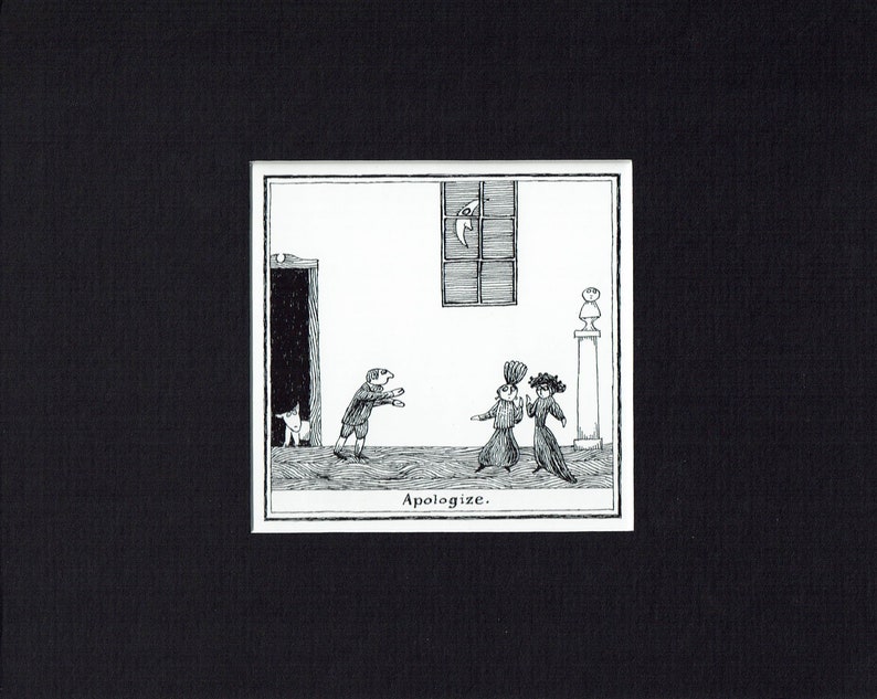 Edward Gorey | Apologize | Matted Print - Etsy
