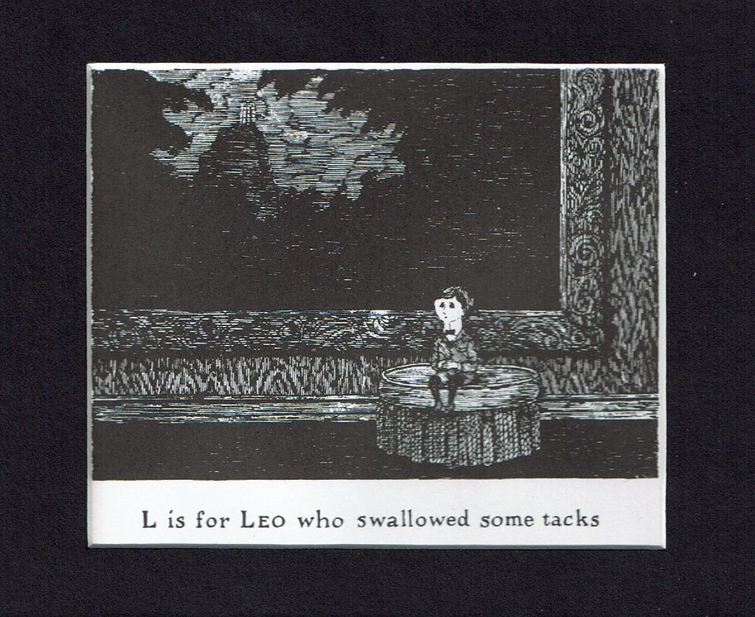 Edward Gorey - the Gashlycrumb Tinies - L is for Leo - Matted Book ...