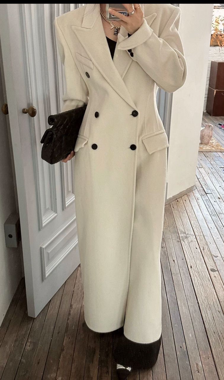 Women Winter White Cream Wool Coat Dress - Etsy UK