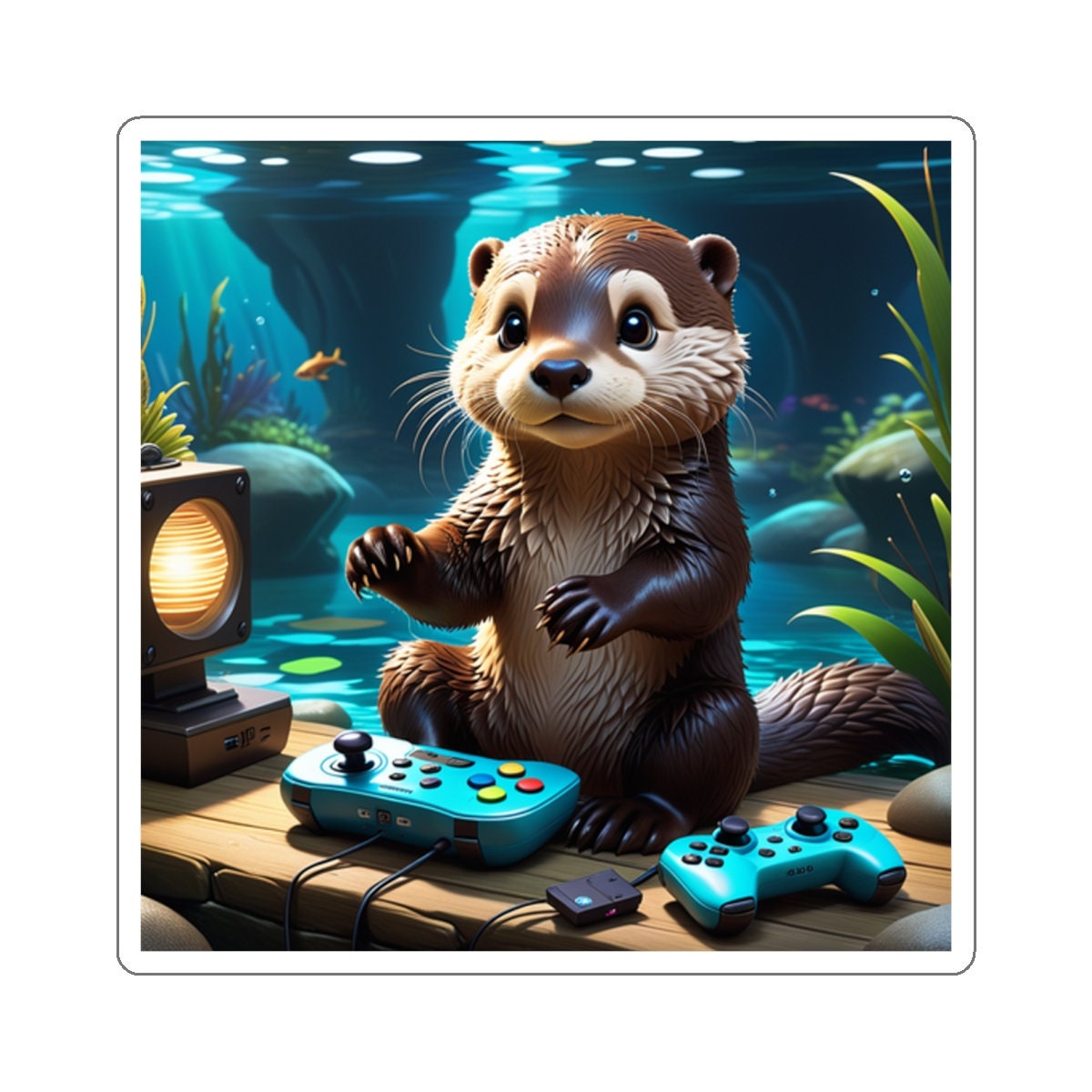 Otter Gamer Decal: Adorable Aquatic Geekiness Perfect for Laptops ...
