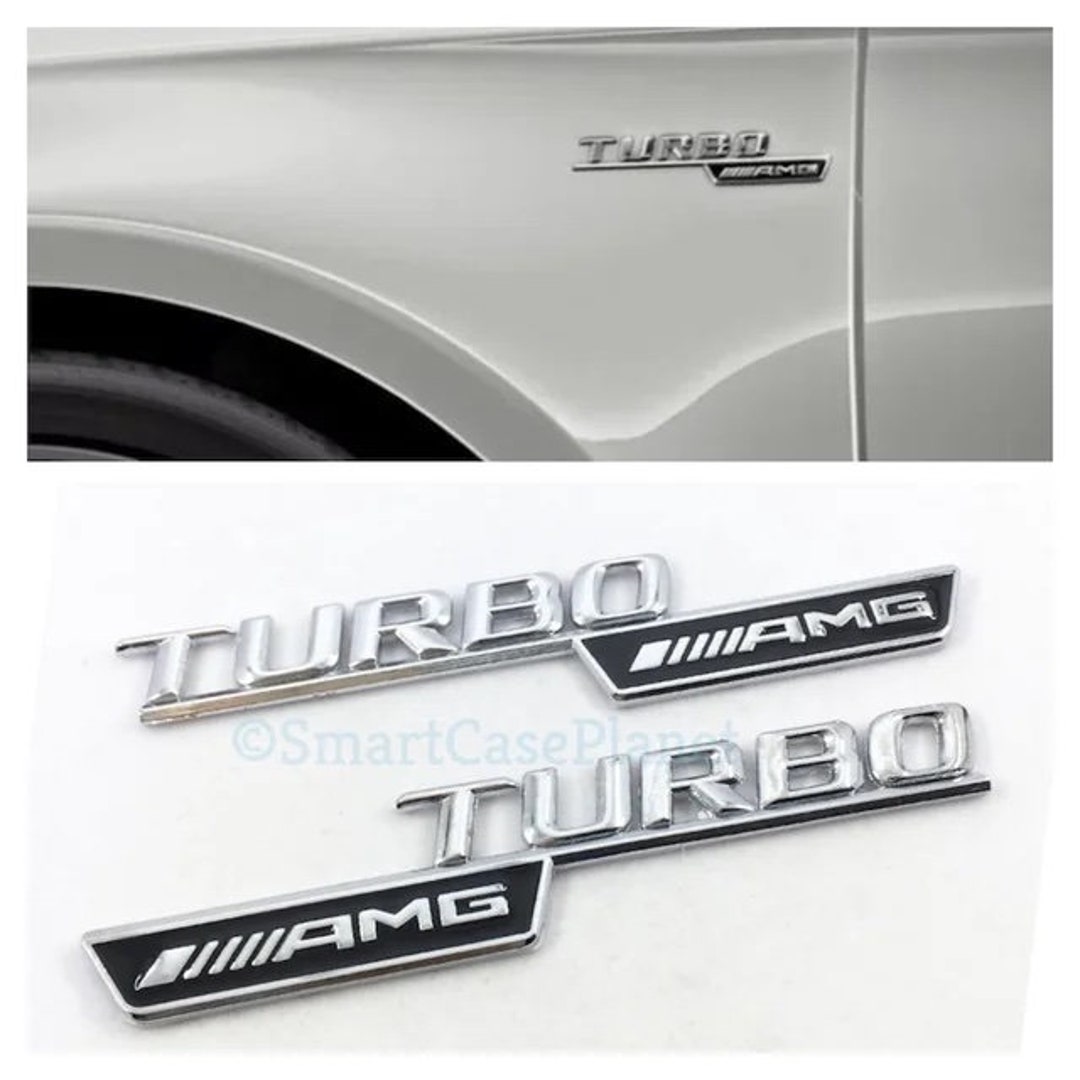 Set of 2 Badge Side Emblems Logo Turbo AMG for Mercedes Benz / Set of 2 ...