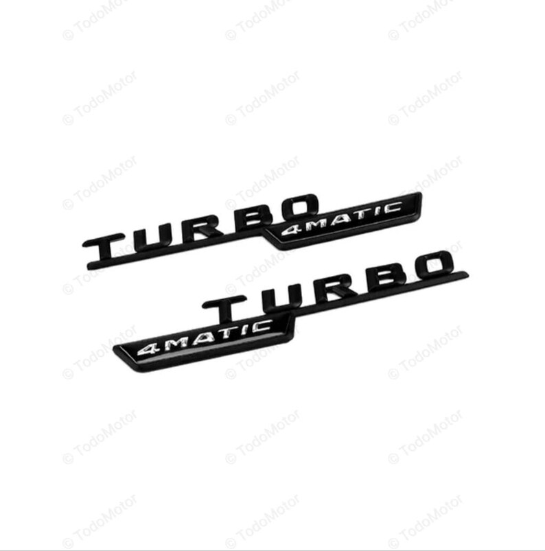 Set De 2 Emblemas Logos Laterales Turbo 4matic Para Mercedes Benz / Set ...