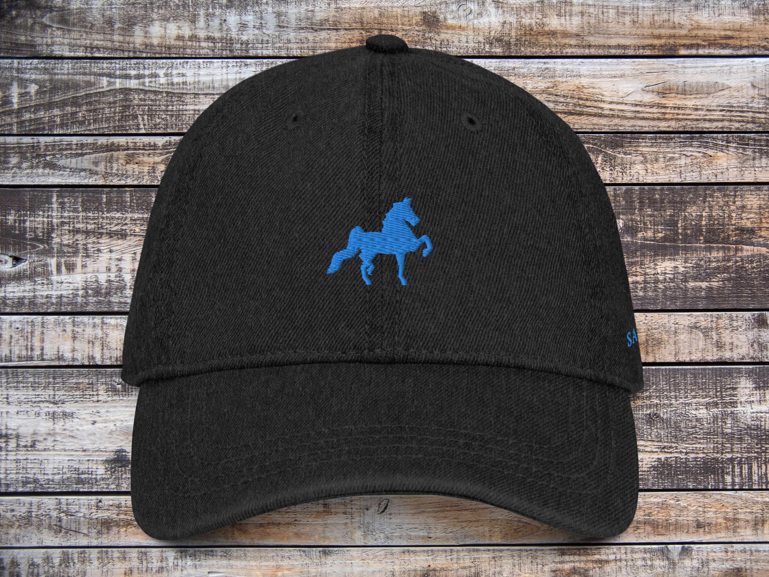 Black Denim Hat With Aqua Embroidered American Saddlebred Horse - Etsy