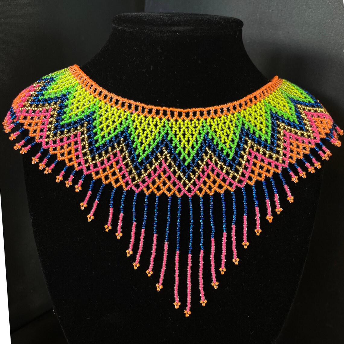 Handmade Huichol Necklace | Mexican Beaded Necklace | Indigenous Art ...