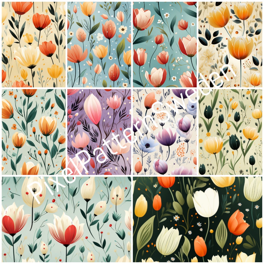 Digital Floral Pattern Tulips - Etsy