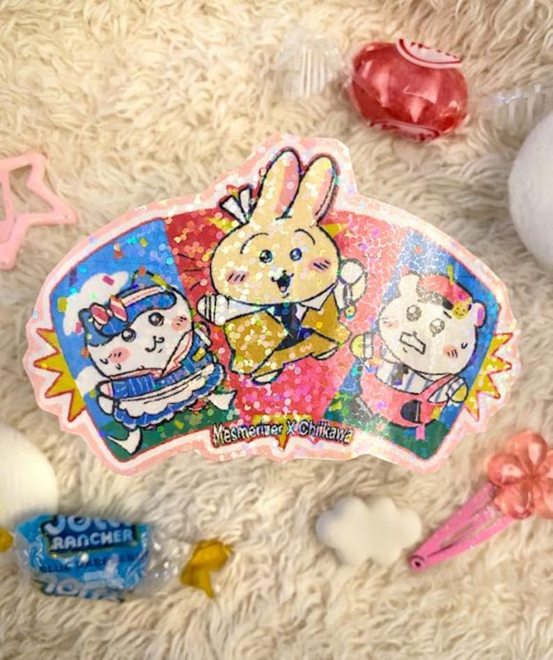 Mesmerizer CHIIKAWA - Vocaloid, Hatsune Miku and Teto - Holographic Glitter Sticker - Etsy