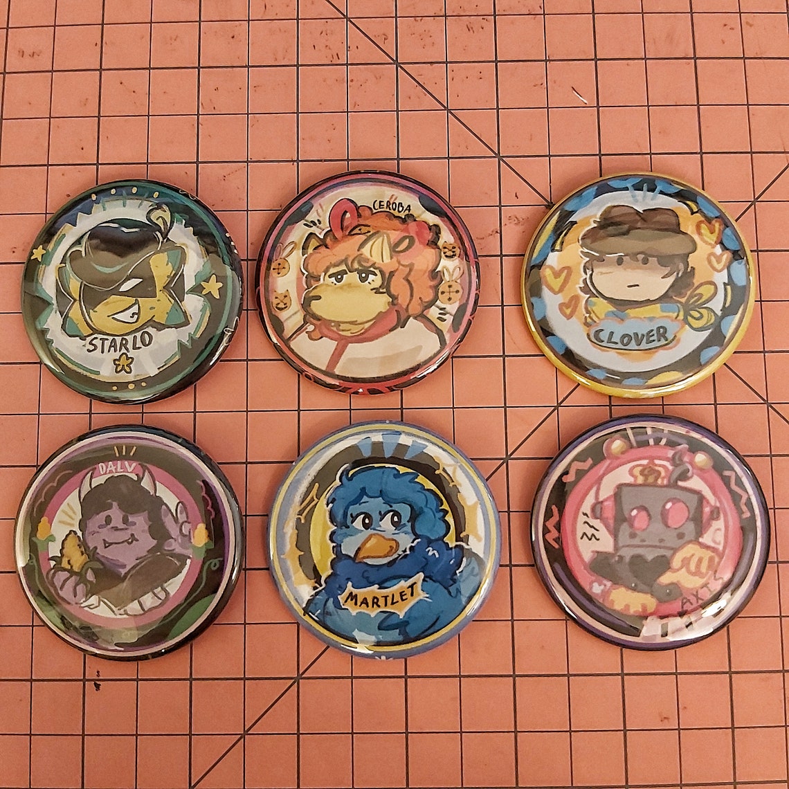 UNDERTALE YELLOW Button Pins Starlo Ceroba Clover Dalv Martlet Axis ...