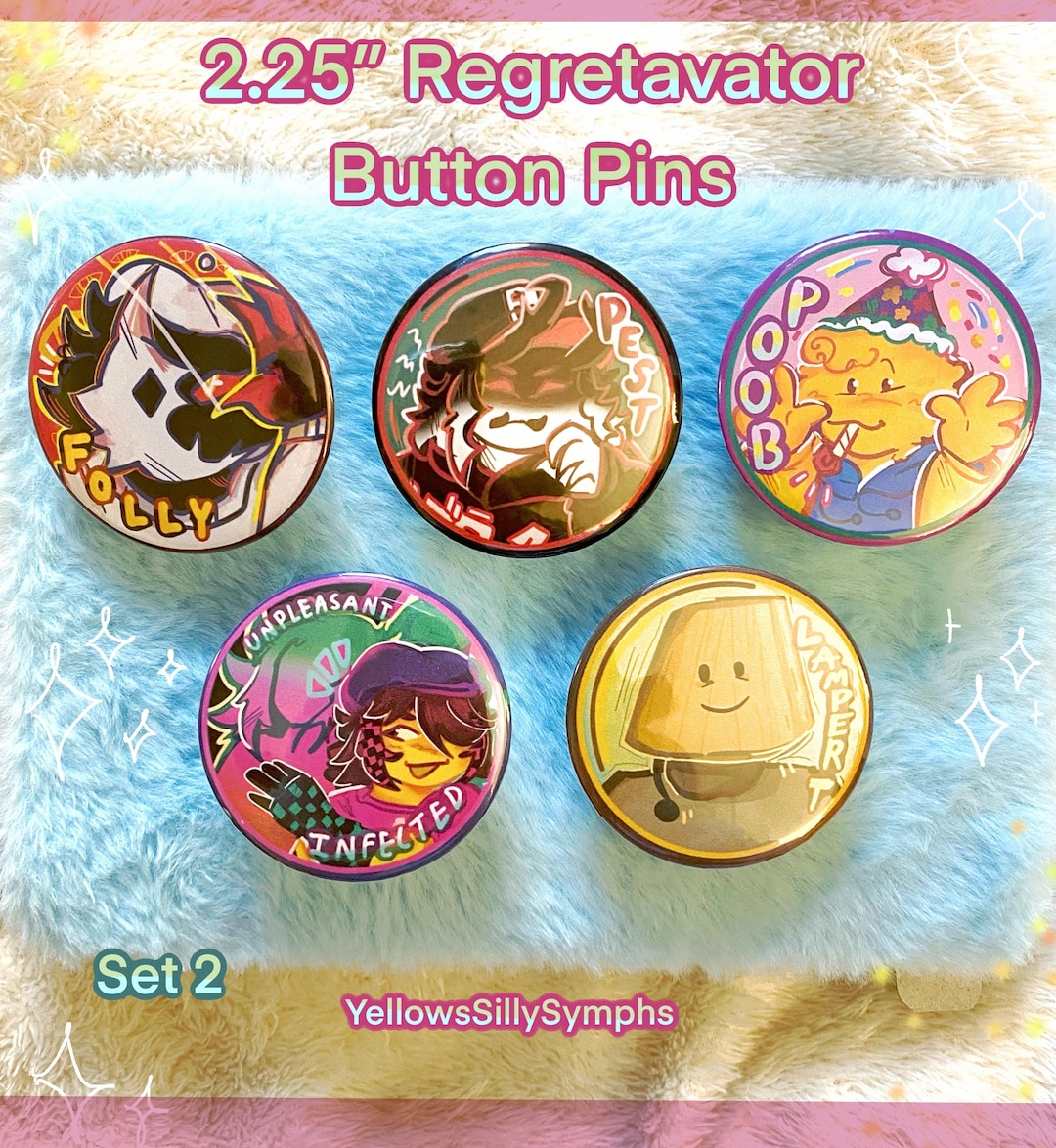 Regretevator Button Pins - Folly , Poob , Pest , Lampert , Infected ...