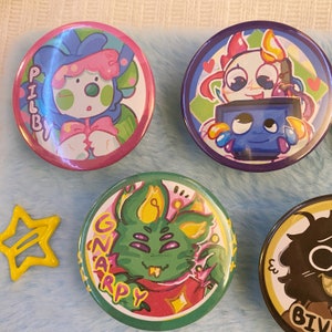 Regretevator Button Pins - Pilby , Gnarpy , Bive , Split , Prototype ...