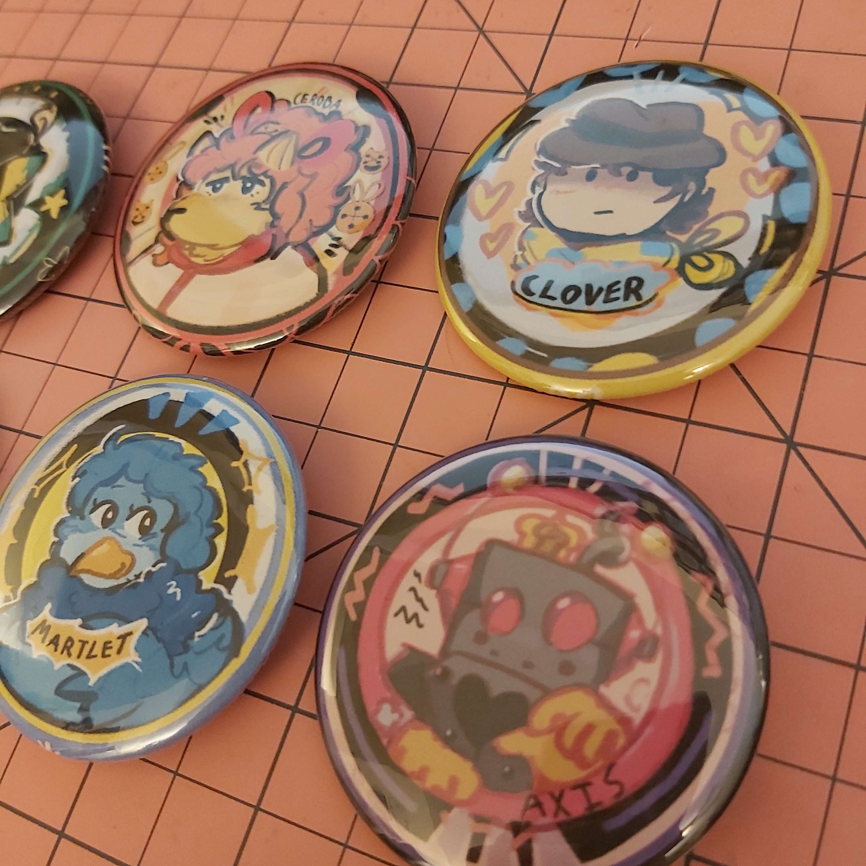 UNDERTALE YELLOW Button Pins --- Starlo Ceroba Clover Dalv Martlet Axis ...