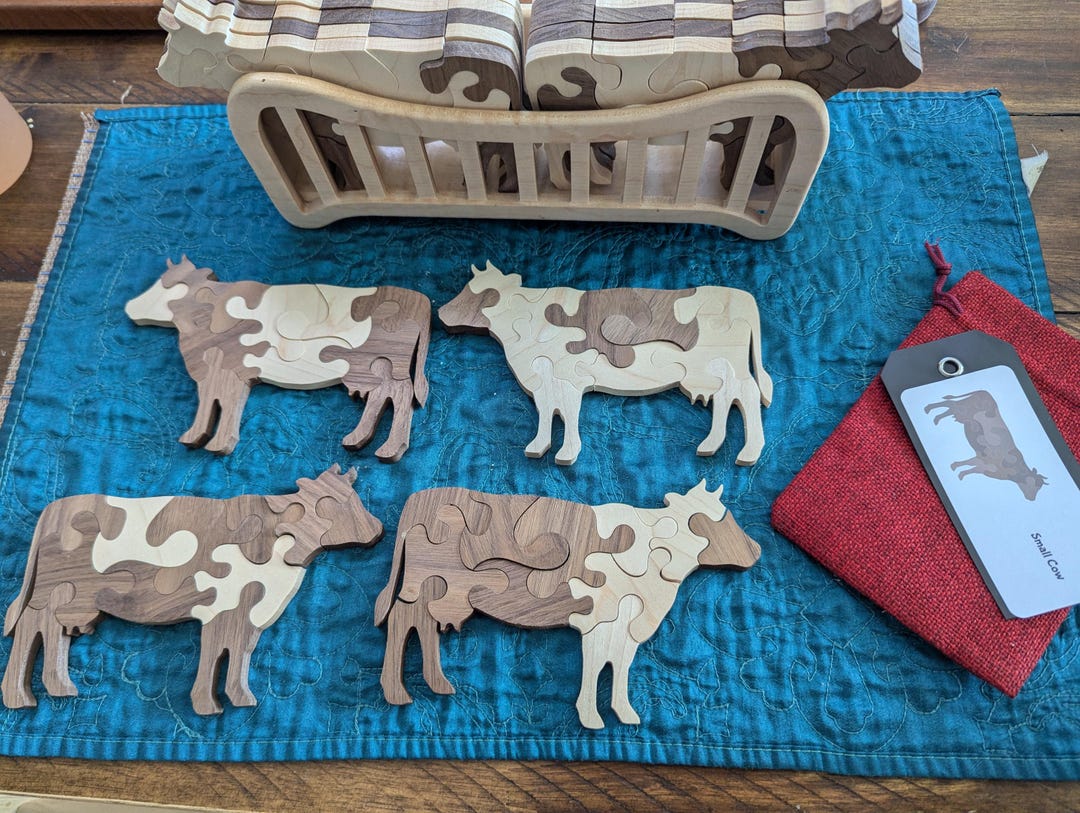 Real Wood Miniature Cow Puzzle - Etsy