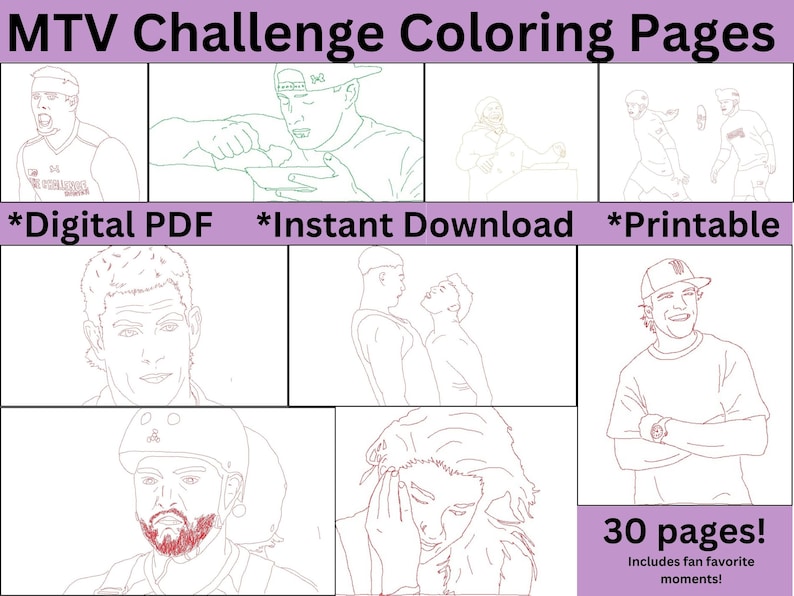 30+ MTV Challenge Coloring Pages! - Etsy