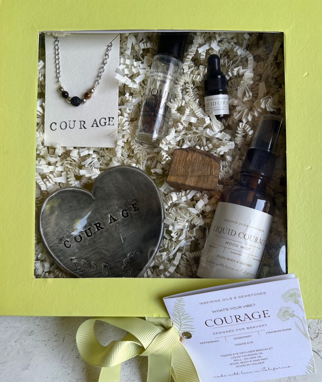 Courage Self Care Gift Box Set With Tiger's Eye Gemstone Bracelet, Oil ...
