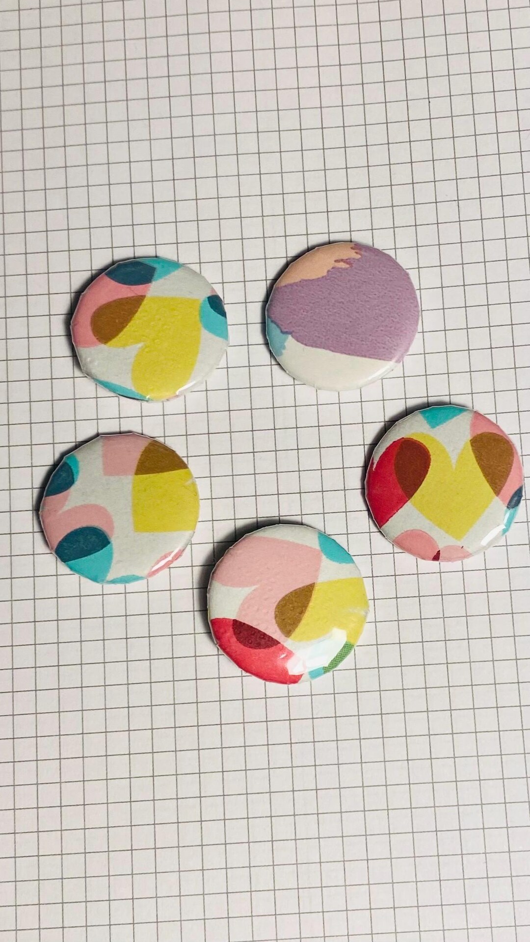 Cute Recycled Paper Badges. Set of 5 Badges- Multicoloured Set - Etsy