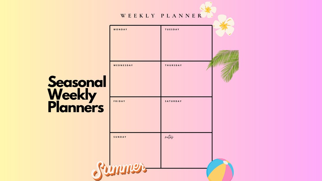 Seasonal Weekly Planner - Etsy