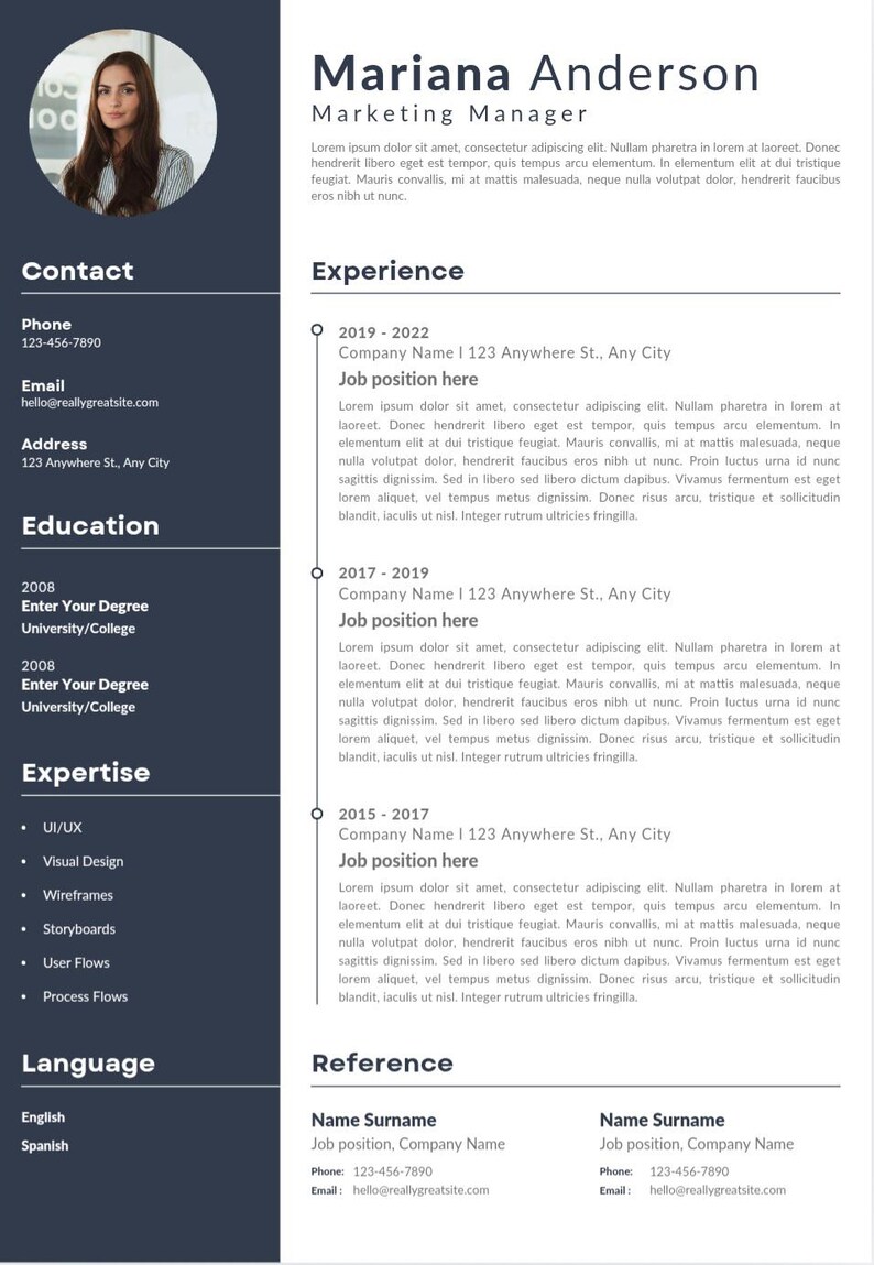 Modèle De Cv Professionnel - Etsy