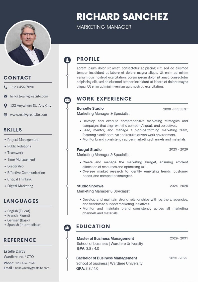 Modèle De Cv Professionnel - Etsy