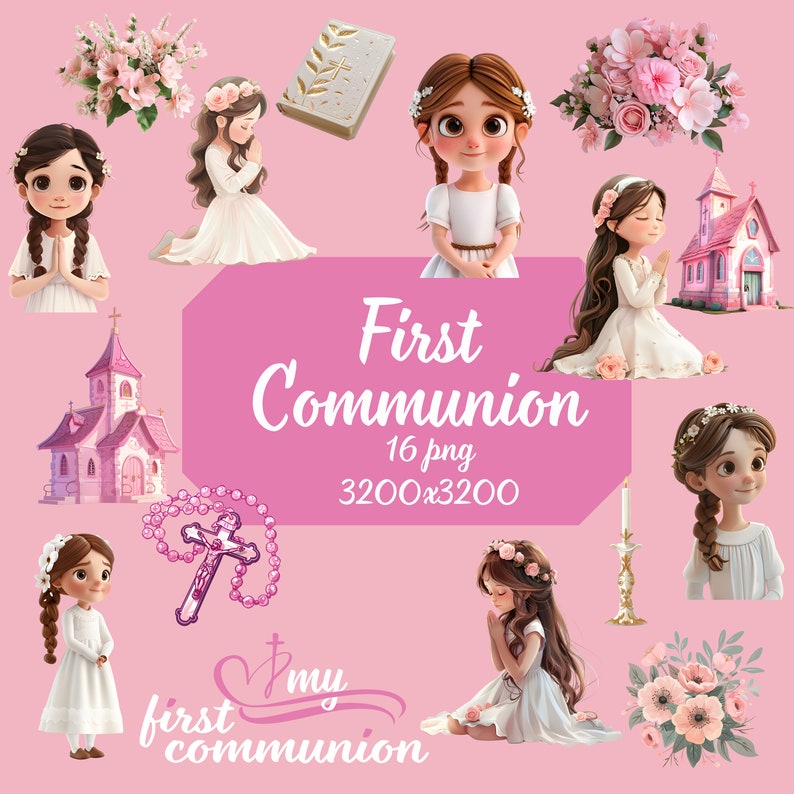 First Communion Clipart Bundle: Christian PNG Images (digital Download ...