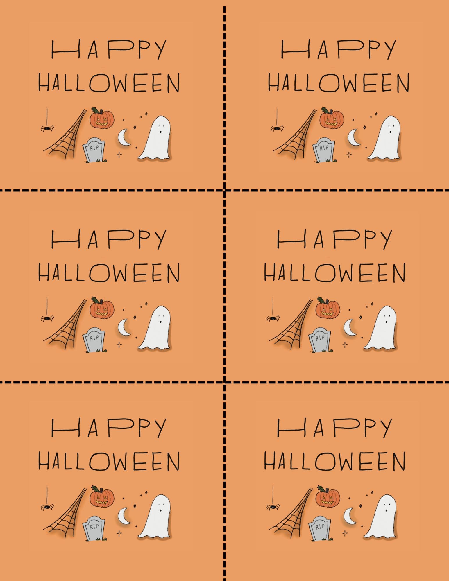 5 Cute Halloween Gift Tags, Illustrated Spooky Tags for Trick or Treat ...