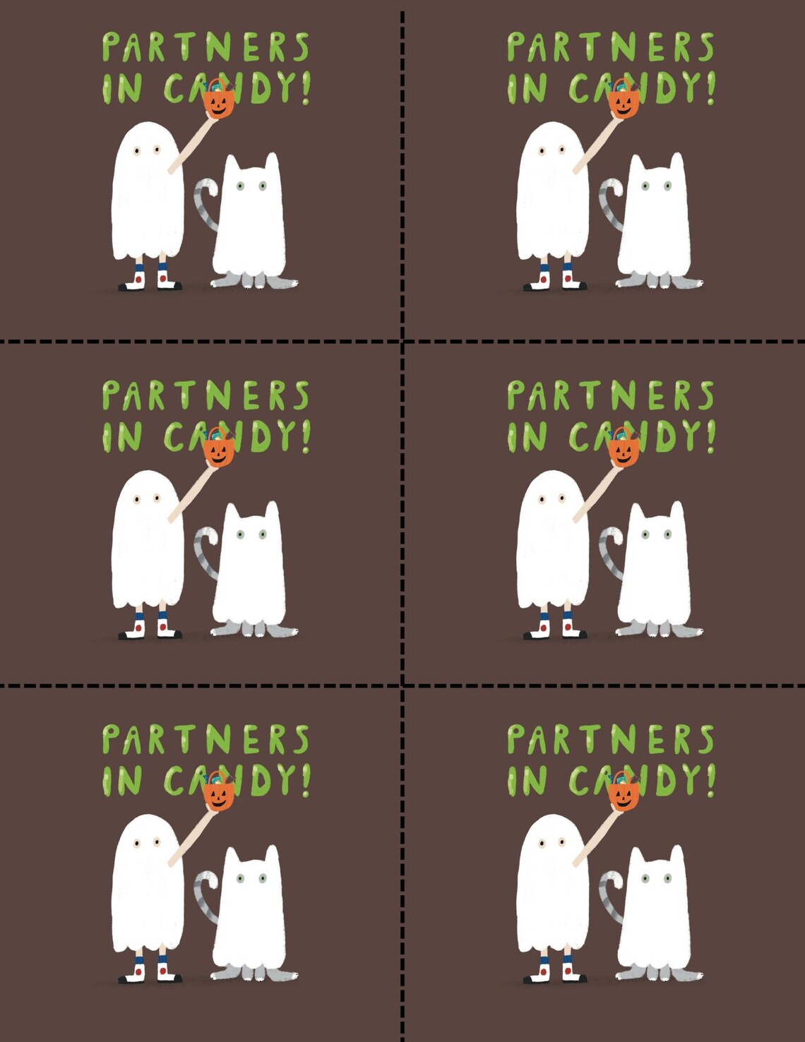 5 Cute Halloween Gift Tags, Illustrated Spooky Tags for Trick or Treat ...