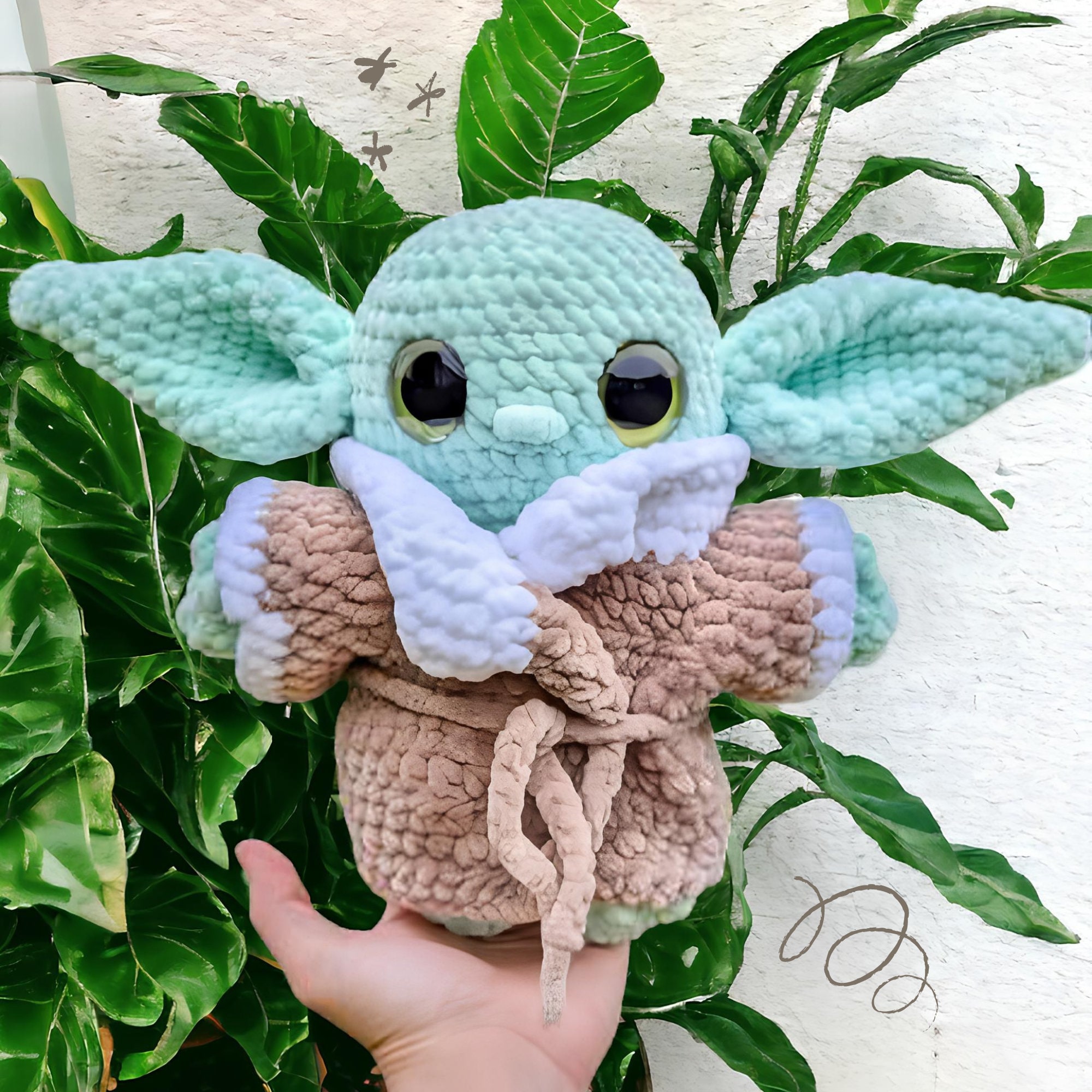Baby Alien Green Doll Crochet, Amigurumi Yoda, Baby Doll Crochet ...