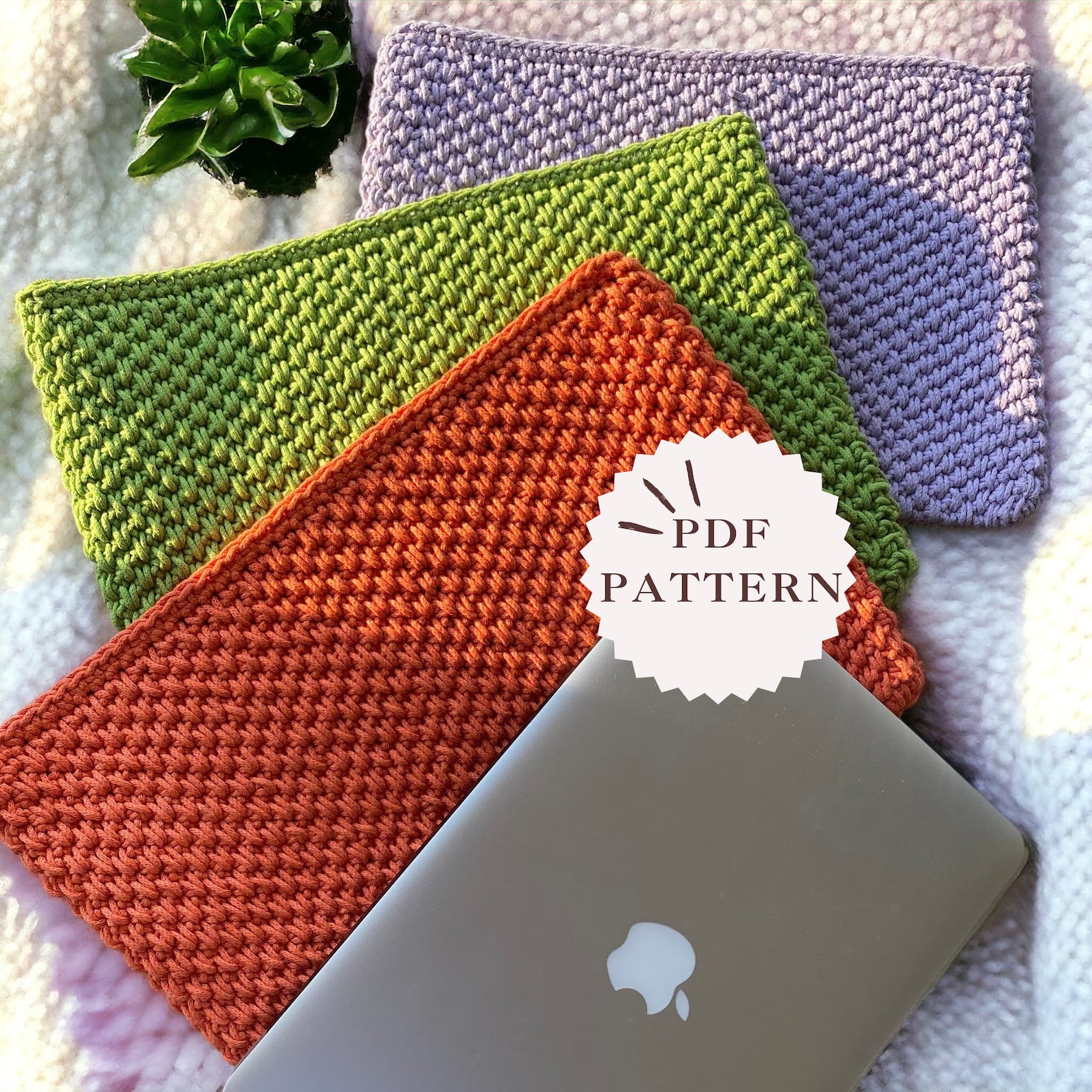 No-sew Laptop Case Crochet Pattern, Crocheted Laptop Case, No-sew ...
