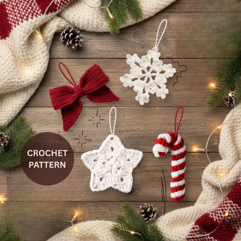 4-in-1 Bundle Crochet Patterns, Easy Christmas Patterns, Bow, Star ...