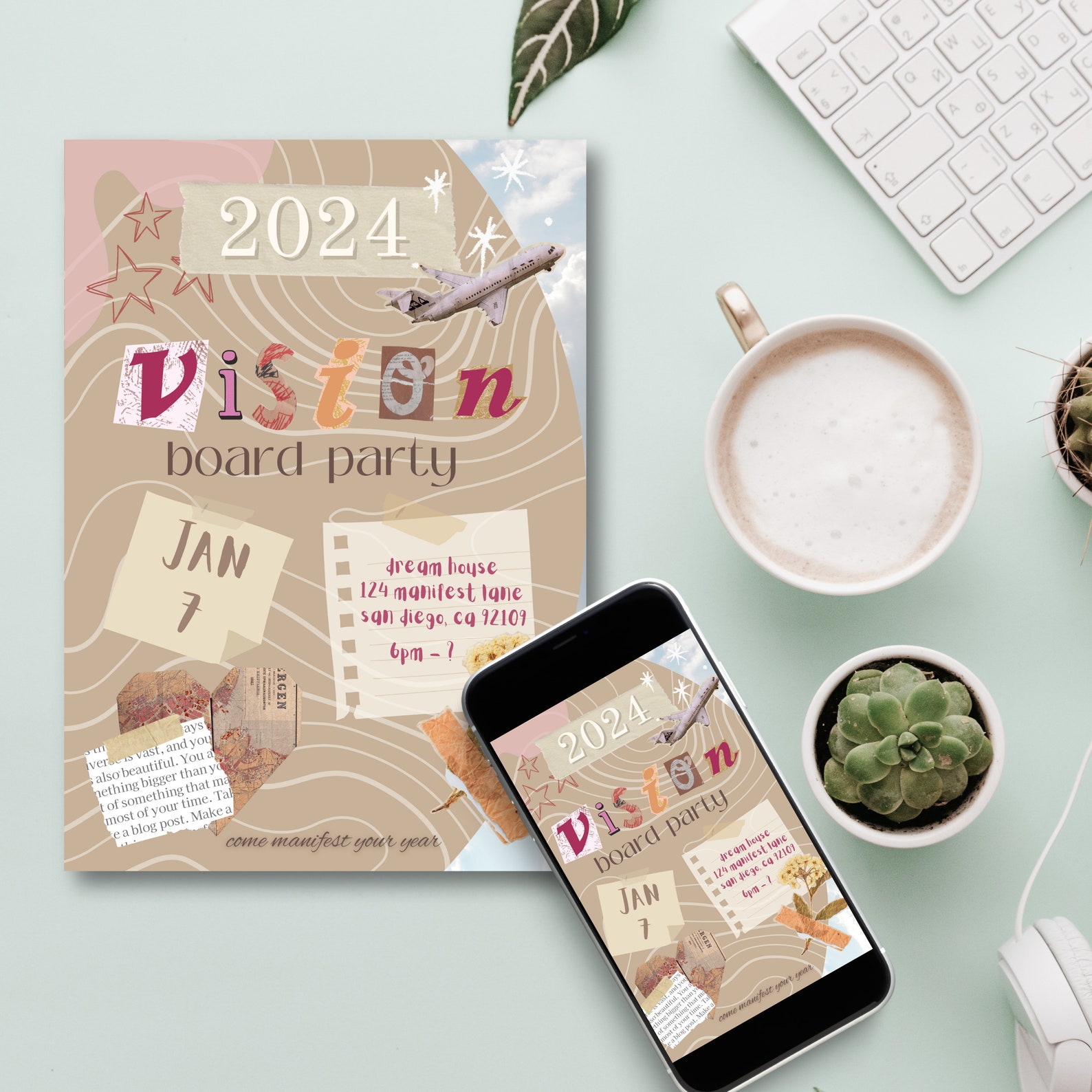 VISION BOARD PARTY Editable Template Invitation. Instant Download ...