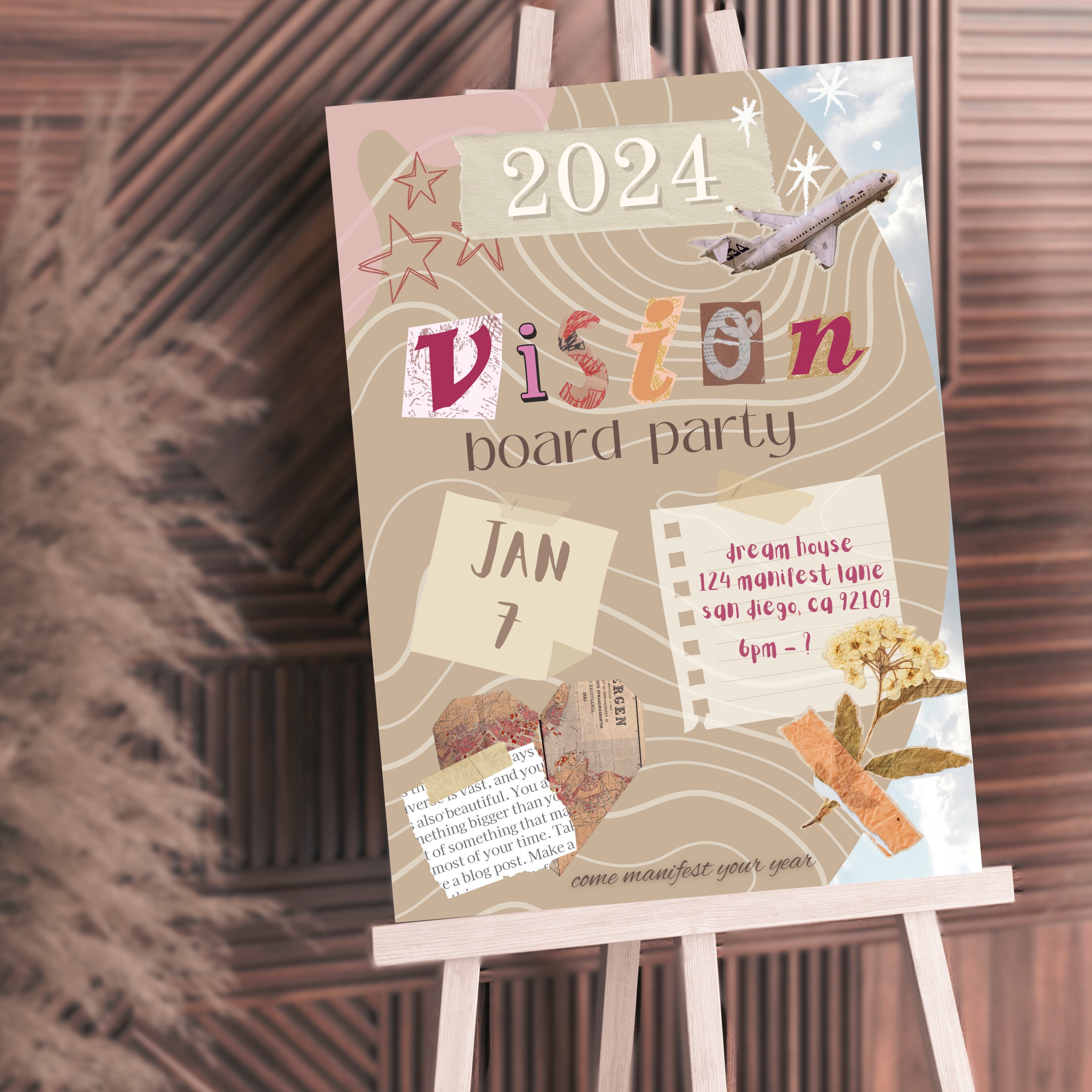VISION BOARD PARTY Editable Template Invitation. Instant Download ...