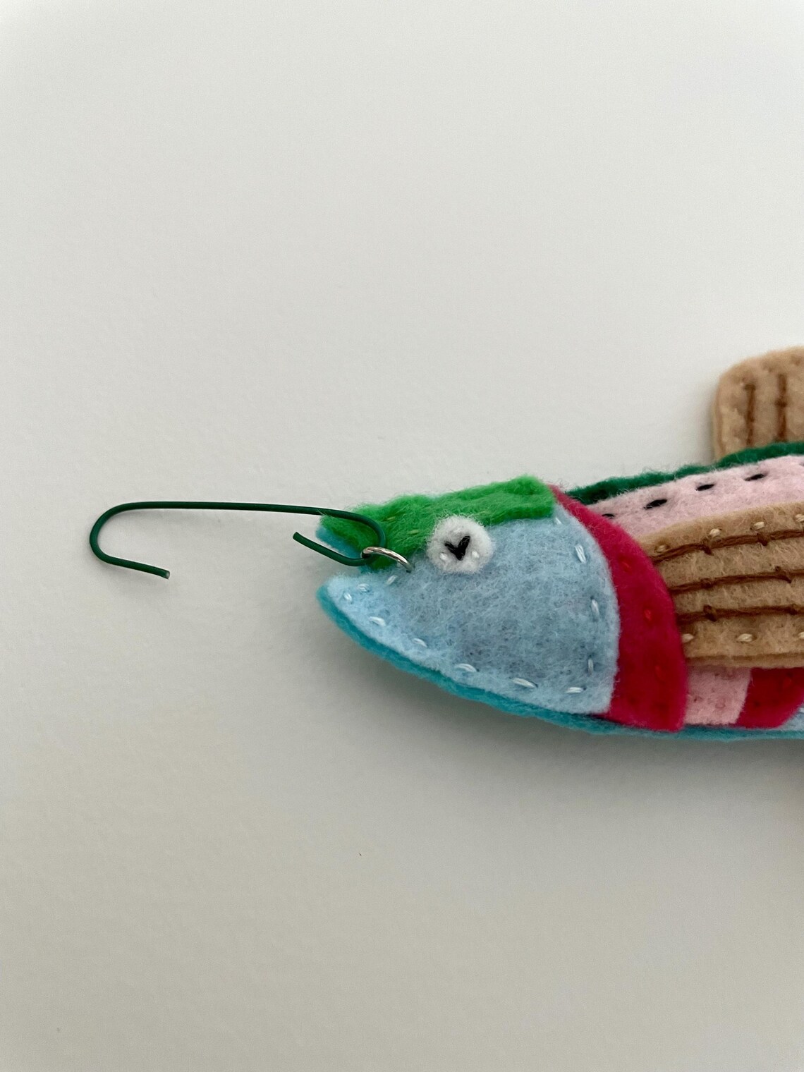 Hand Stitched Felt Rainbow Trout Ornament: Fish on a Hook - Etsy