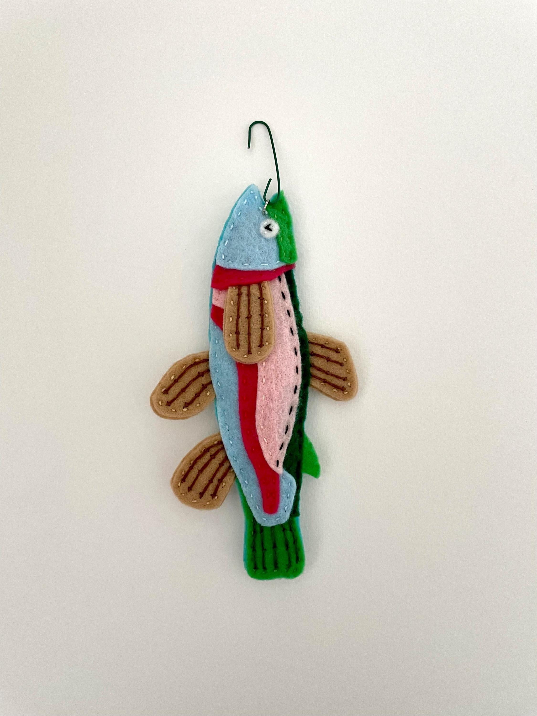 Hand Stitched Felt Rainbow Trout Ornament: Fish on a Hook - Etsy