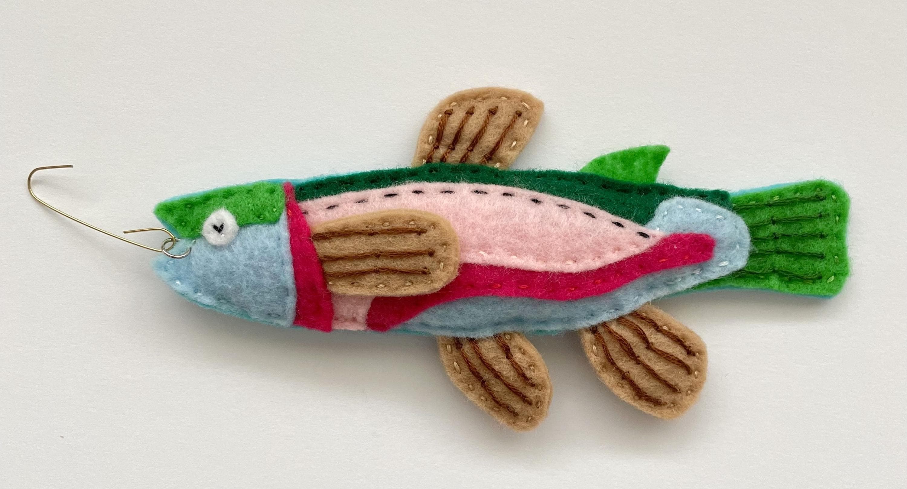 NEW! Sewing Pattern PDF Download | DIY Hooked Rainbow Trout Ornament ...