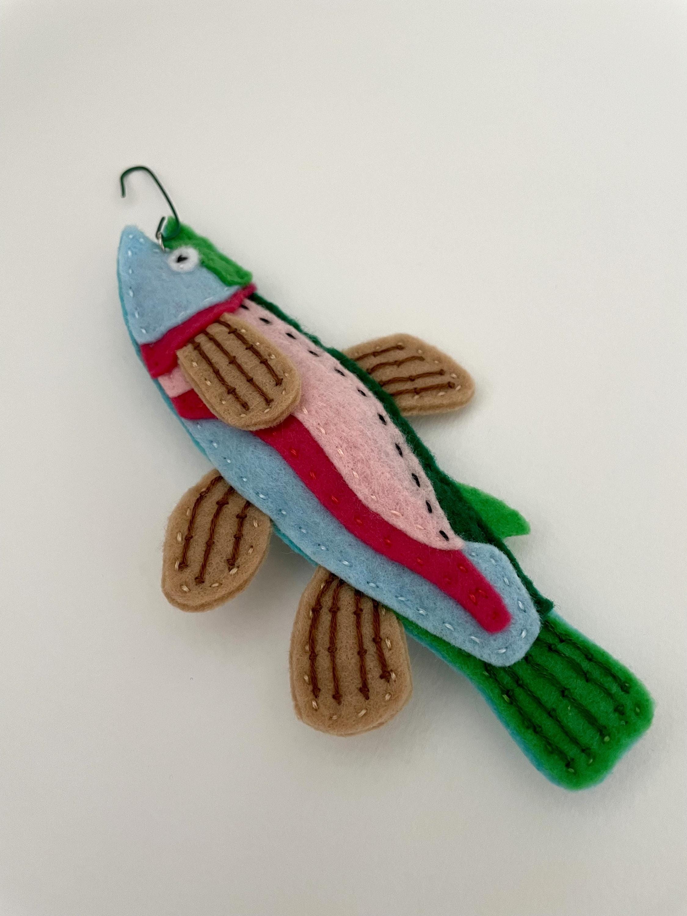 Hand Stitched Felt Rainbow Trout Ornament: Fish on a Hook - Etsy