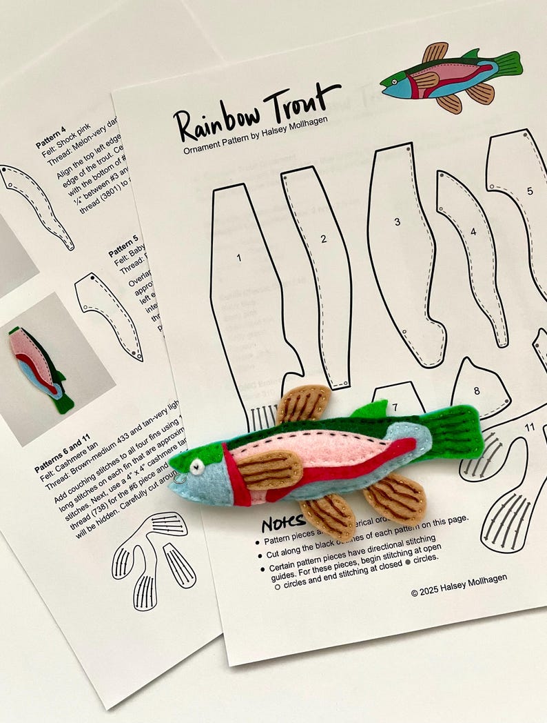 DIY Felt Rainbow Trout Ornament Sewing Pattern (PDF Download) - Etsy