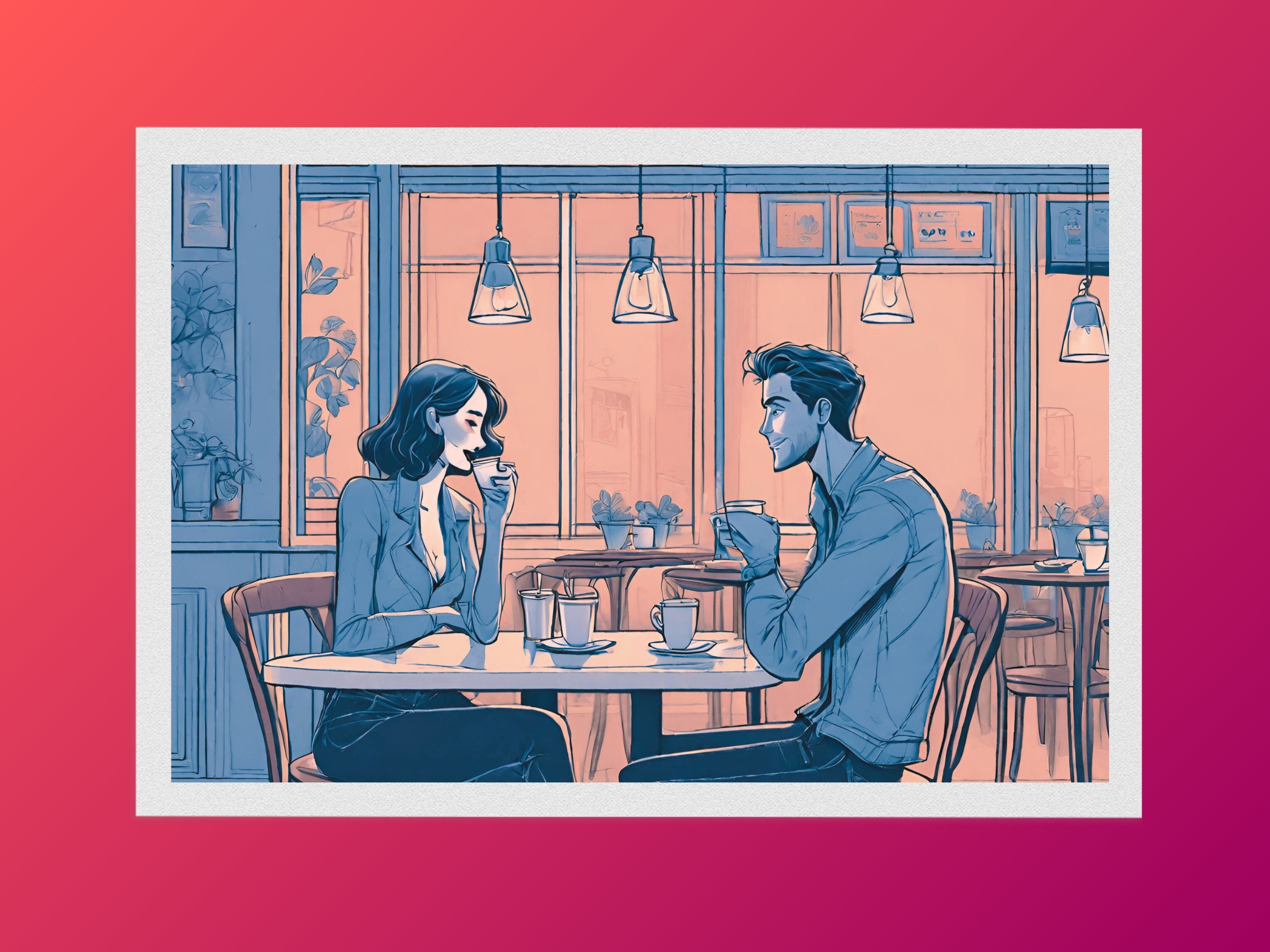 Coffee Shop Digital Art- Dowloadable Poster - Etsy