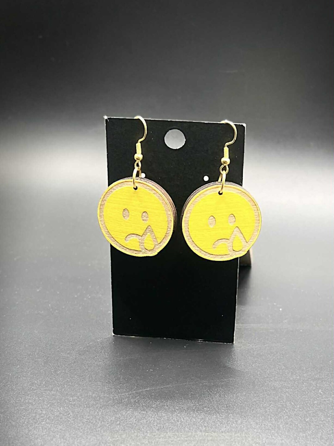 Tear Sad Emoji Earrings One Tear Drop Expression Jewelry Wooden - Etsy
