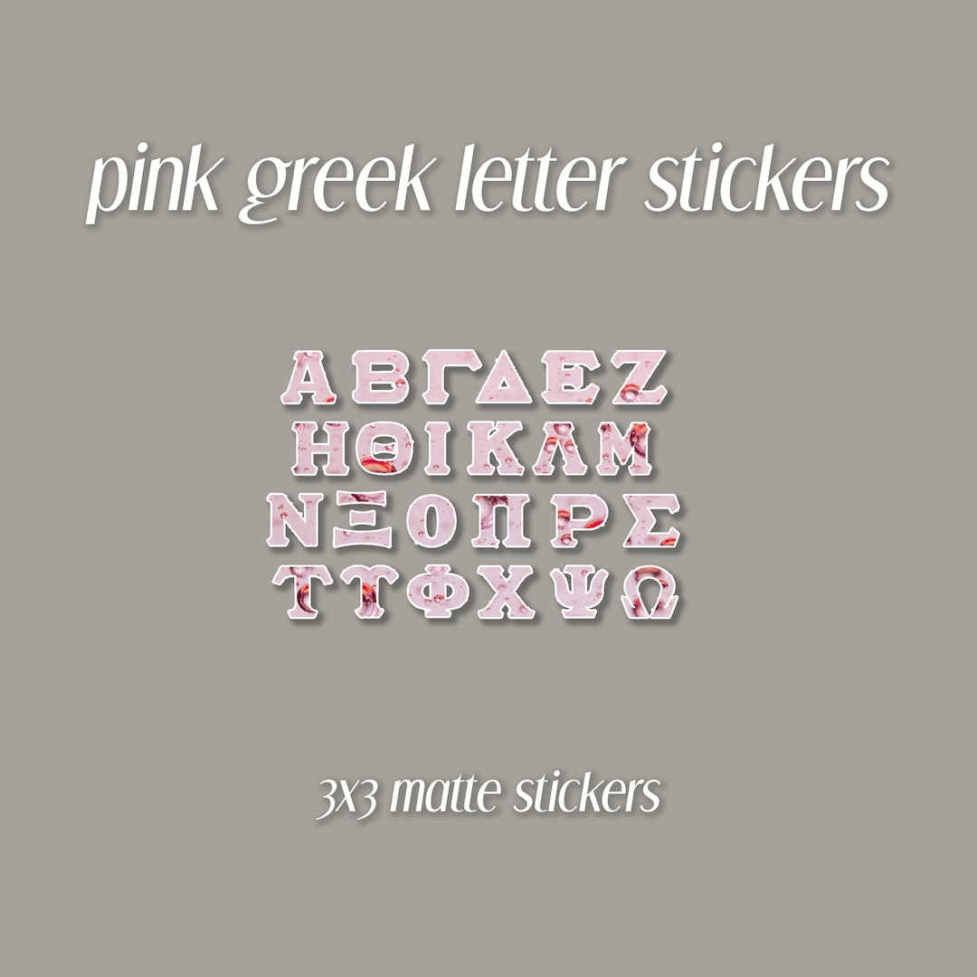 Vibrant Pink Bubble Greek Letter Laptop Vinyl Stickers Fun Greek ...
