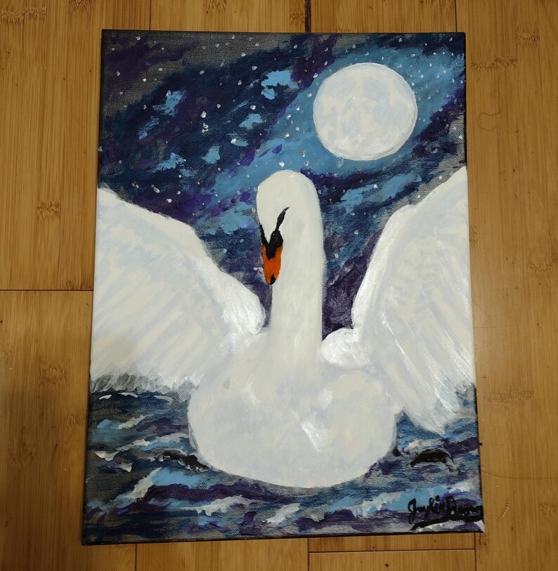 Star Swan - Hand Painted Original Painting - Etsy