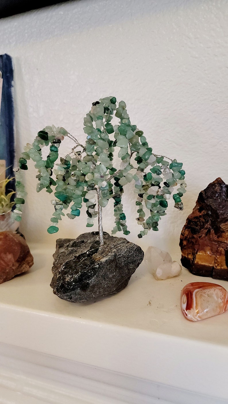 Large Mystery Natural Crystal Willow Tree Wire Wrapped Attached to ...