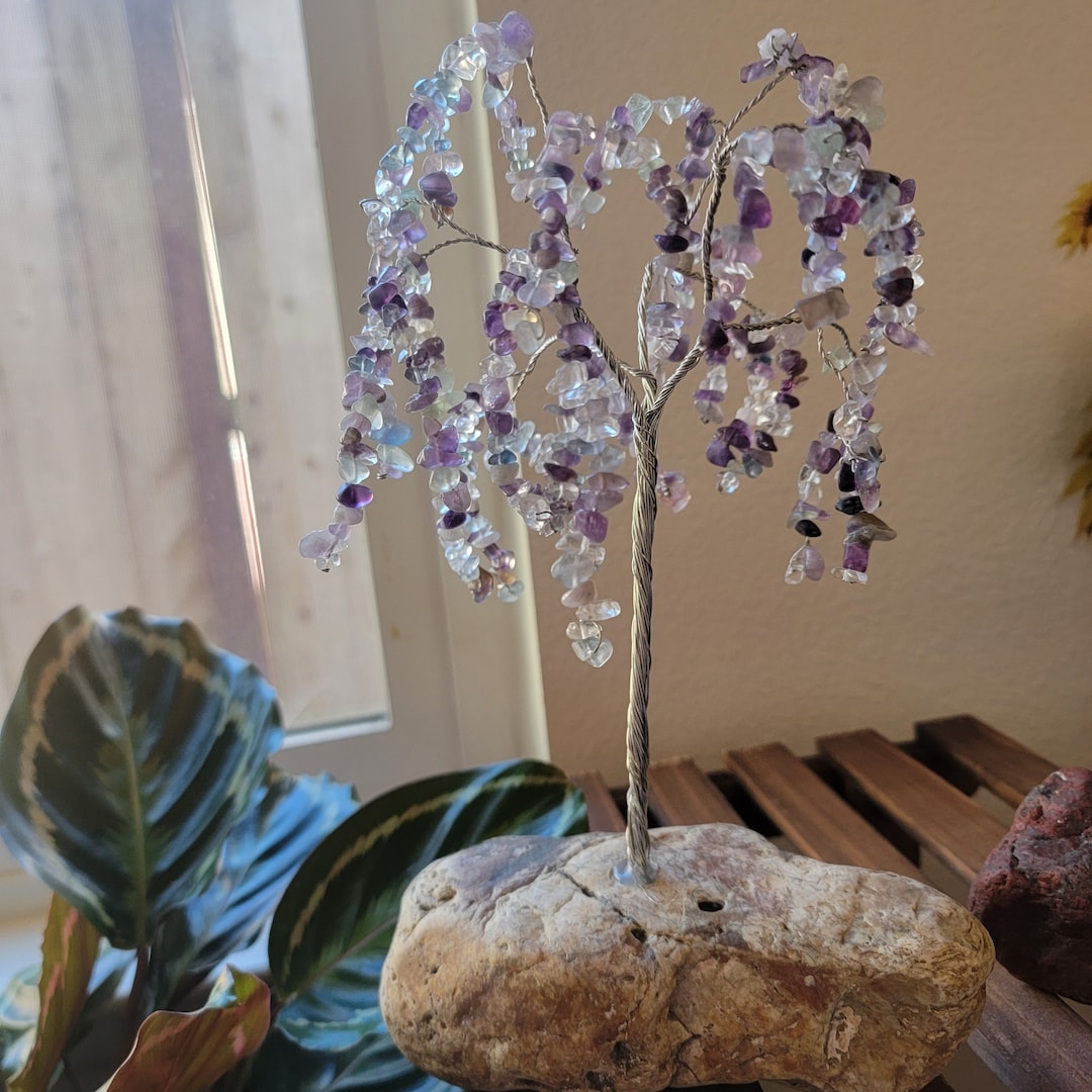 Large Mystery Natural Crystal Willow Tree Wire Wrapped Attached to Natural Gems, Minerals, and ...