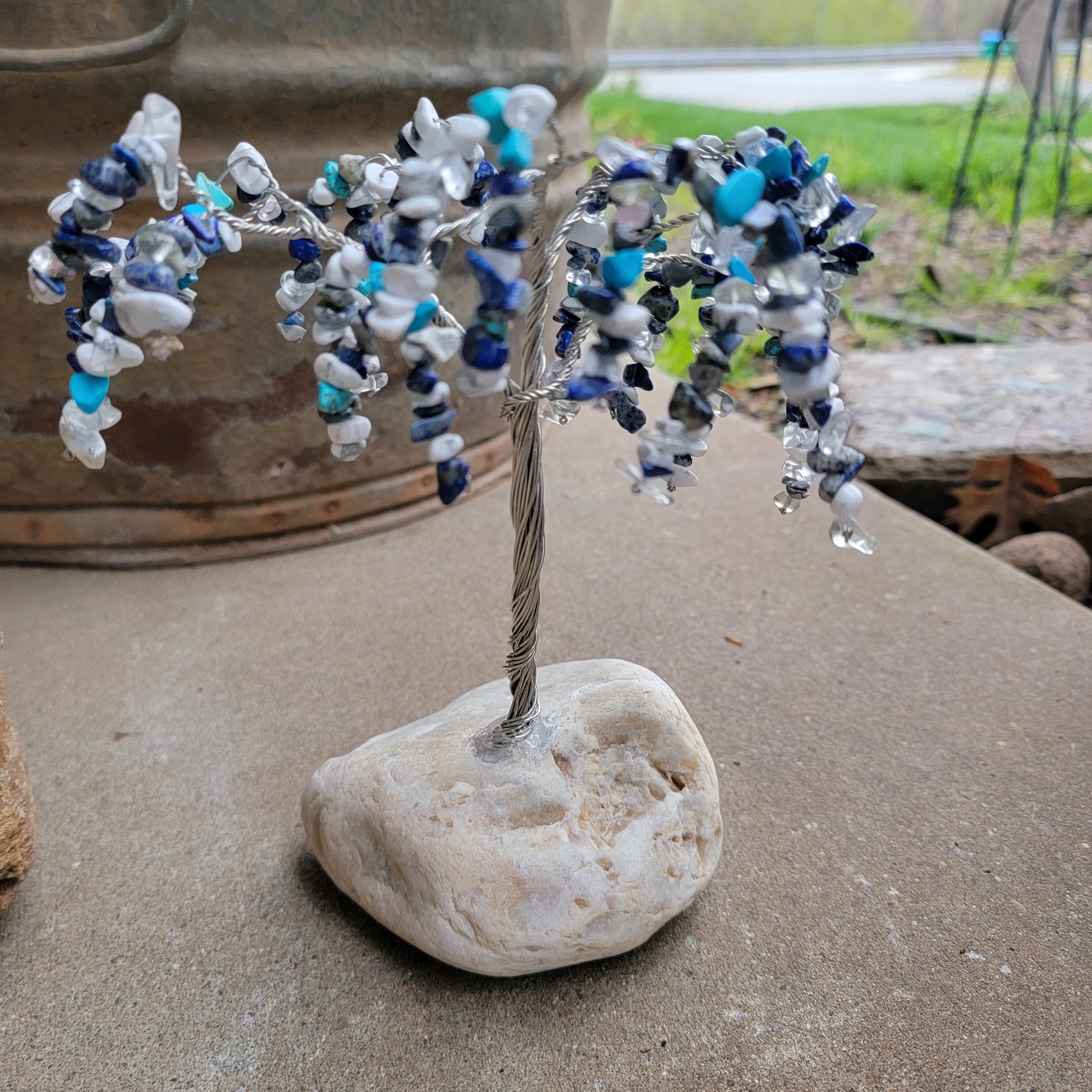 Large Mystery Natural Crystal Willow Tree Wire Wrapped Attached to Natural Gems, Minerals, and ...