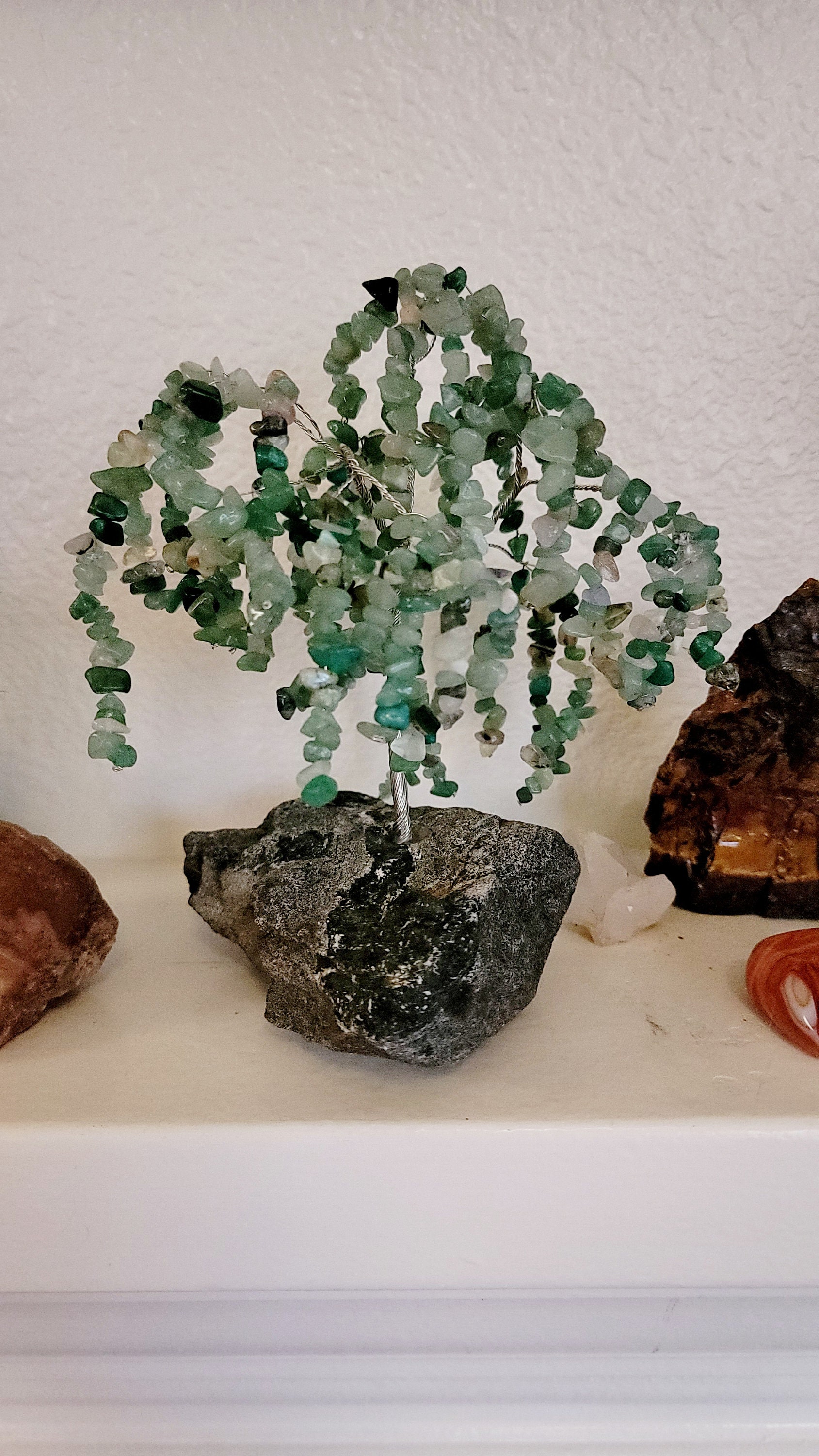 Large Mystery Natural Crystal Willow Tree Wire Wrapped Attached to ...