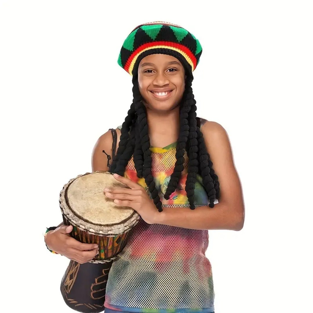 Bob Marley Inspired Kids Faux Locs Hat L Jamaican Hat L Costume ...