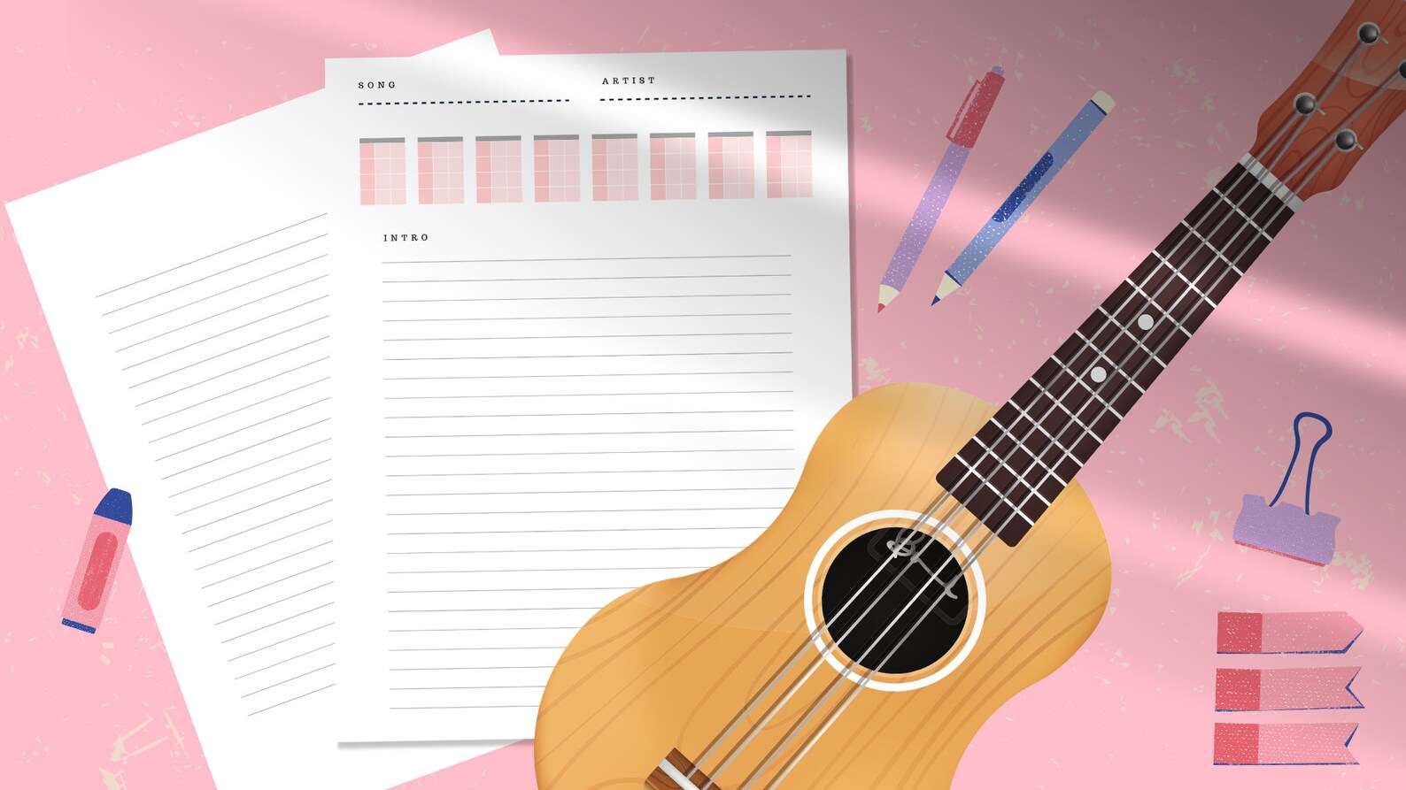 Ukulele Blank Tabs & Chords Chart Instant Download Blank Sheet Music ...