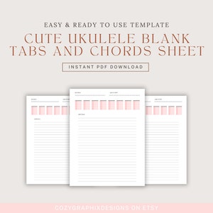 Ukulele Blank Tabs & Chords Chart Instant Download Blank Sheet Music ...