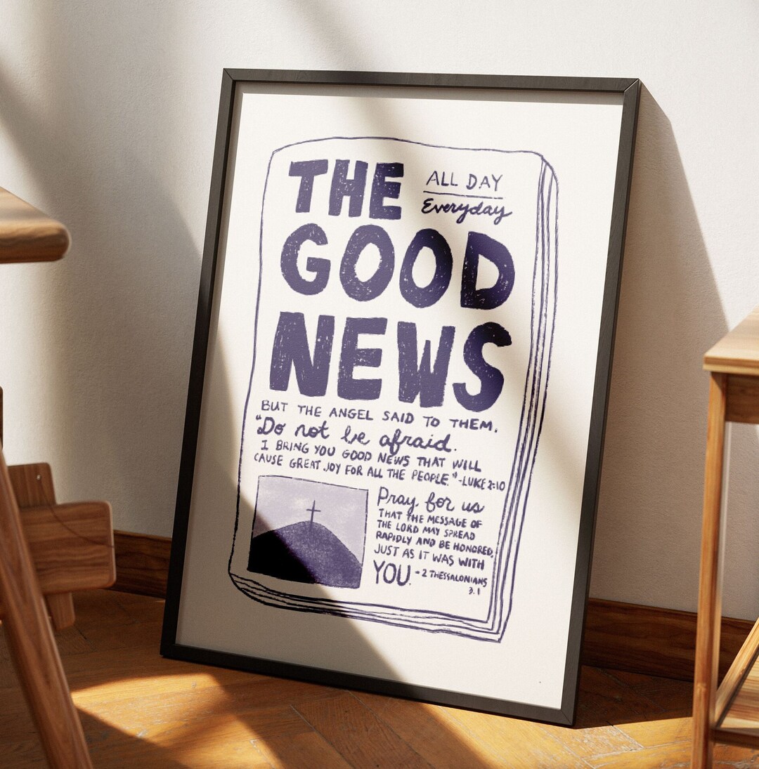 Aesthetic Christian Wall Art, Luke 2:10, 2 Thessalonians 3, Good News ...