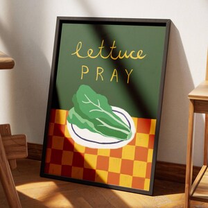 Lettuce Pray Christian Humor Funny Christian Wall Art, Aesthetic ...